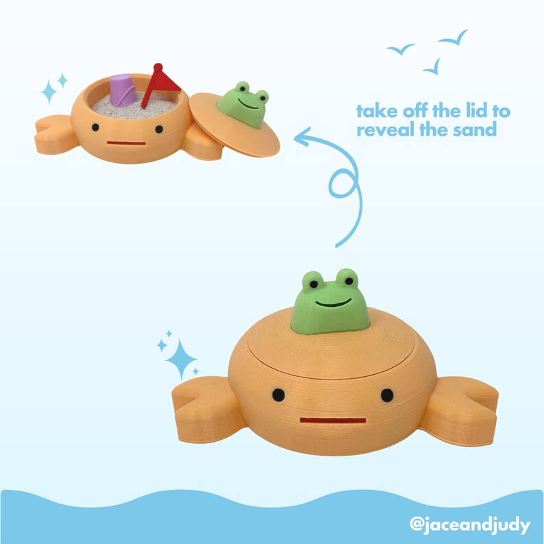 Jace Crab the Desktop Sandbox With Frog Buddy Play Sand / - Etsy