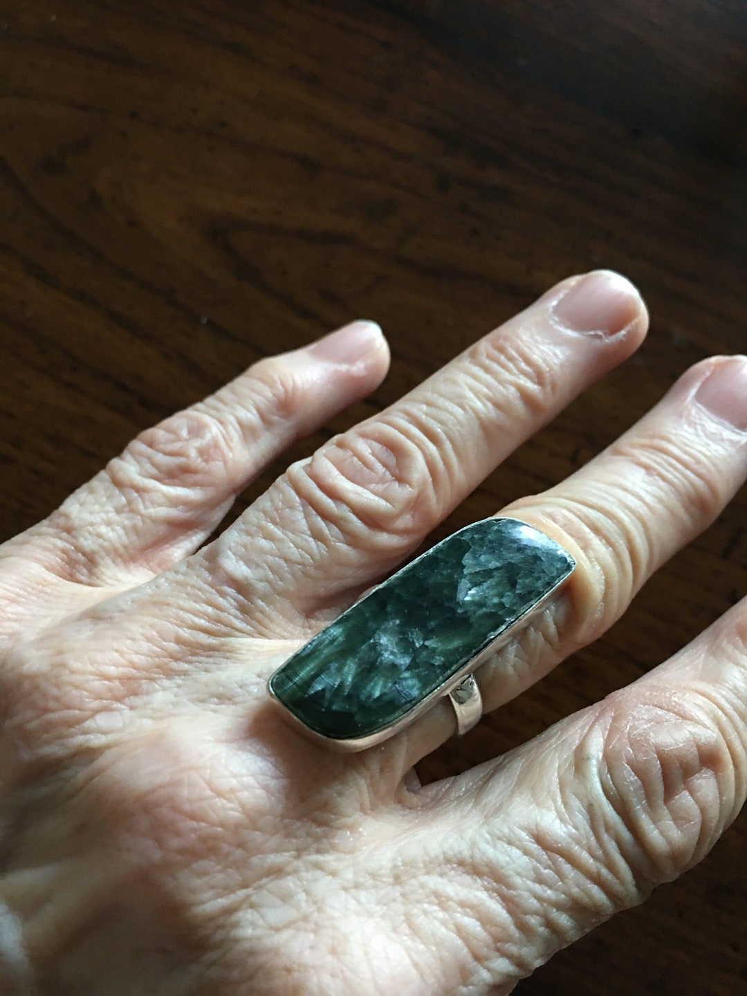 Seraphinite Angel Gem long Sbar Shape deep-green white / - Etsy