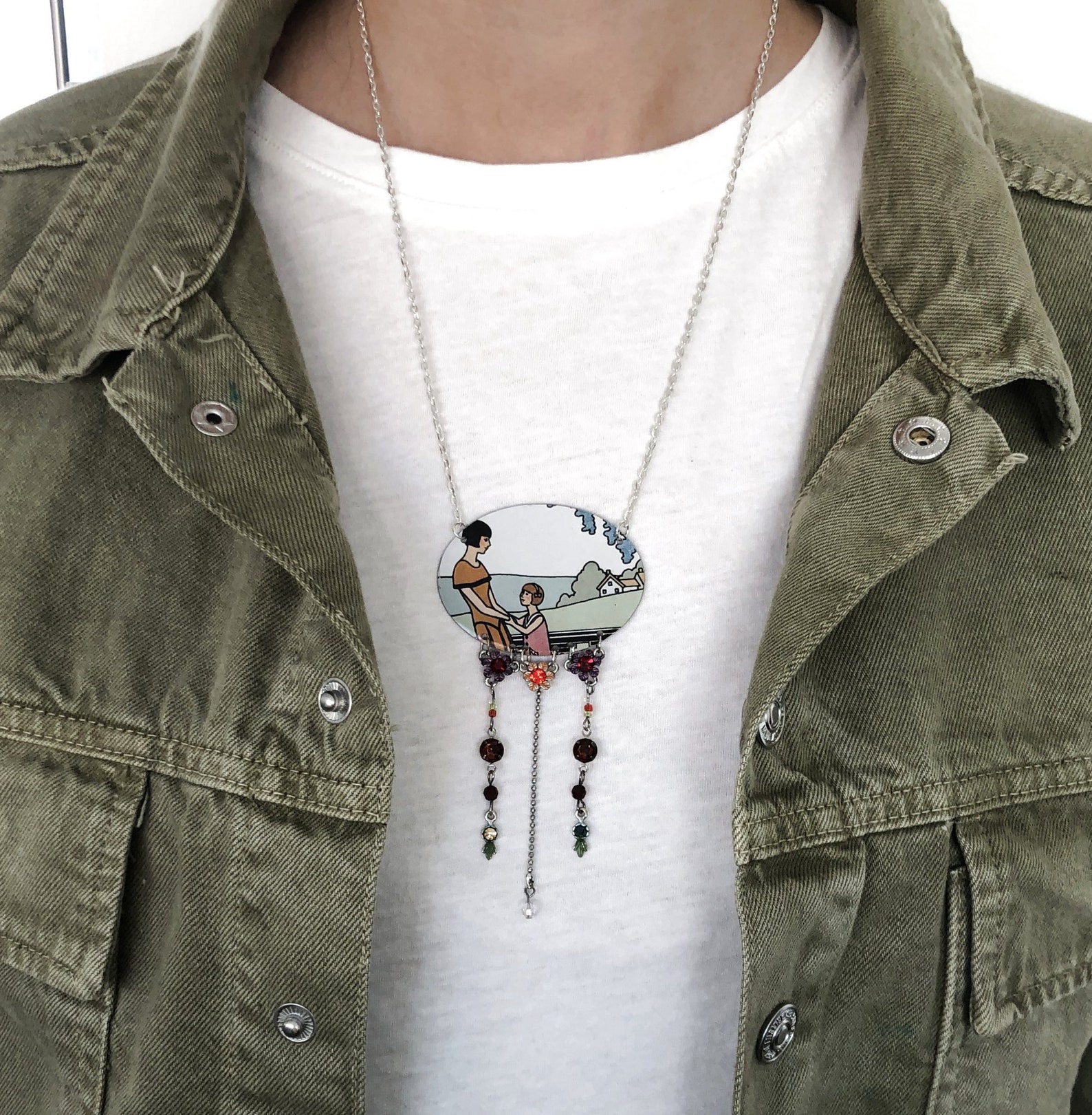 Tin Necklace Art Deco Mother & Daughter Mothers Day Upcycled Avon ...