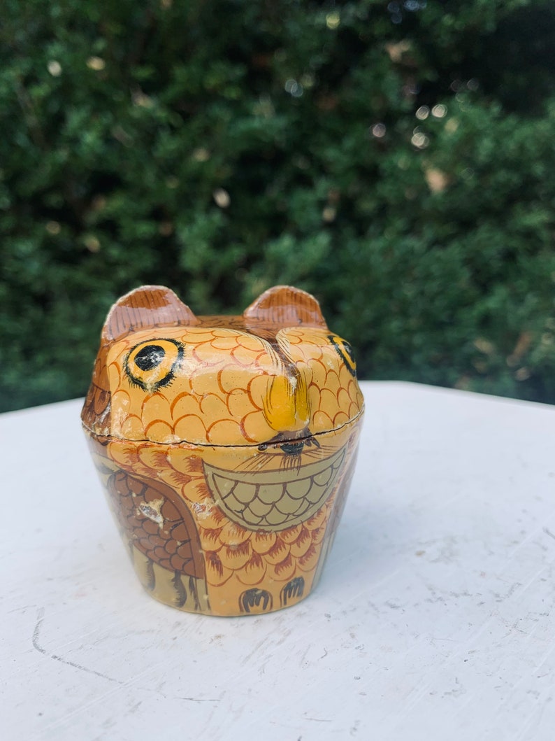 Vintage Paper Mache Owl Trinket Box - Etsy