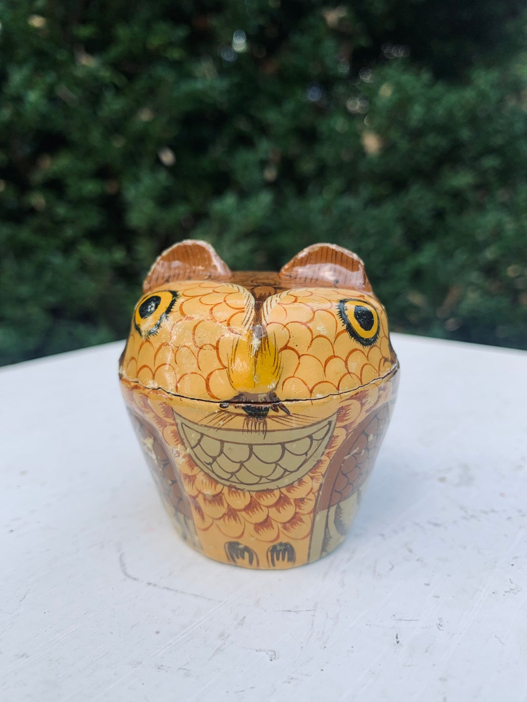 Vintage Paper Mache Owl Trinket Box - Etsy