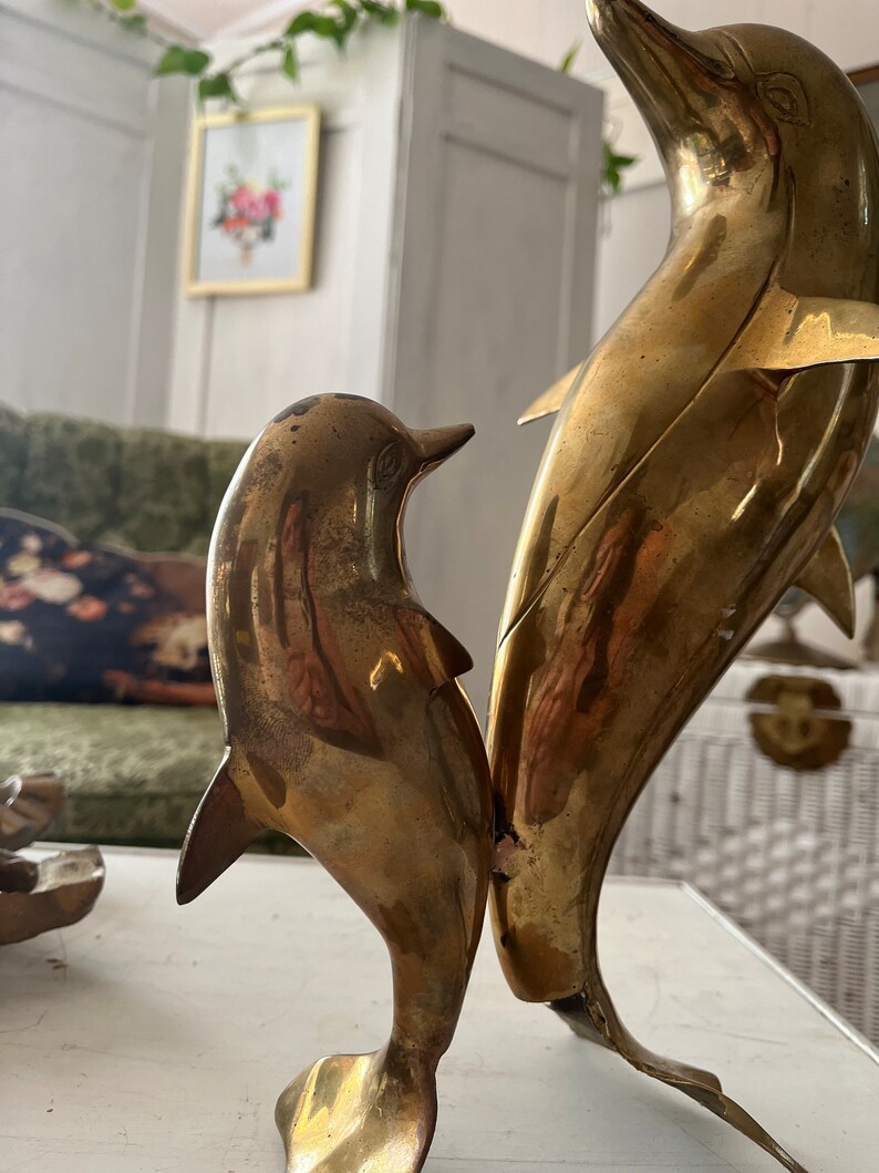 Mama and Baby Brass Dolphin - Etsy