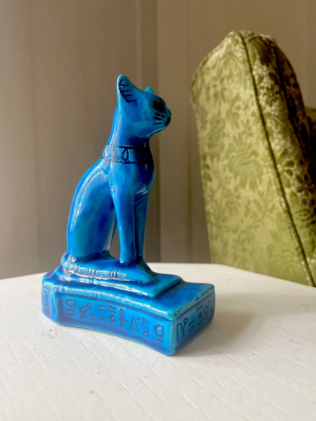 Vintage Goddess Cat Blue Ceramic - Etsy