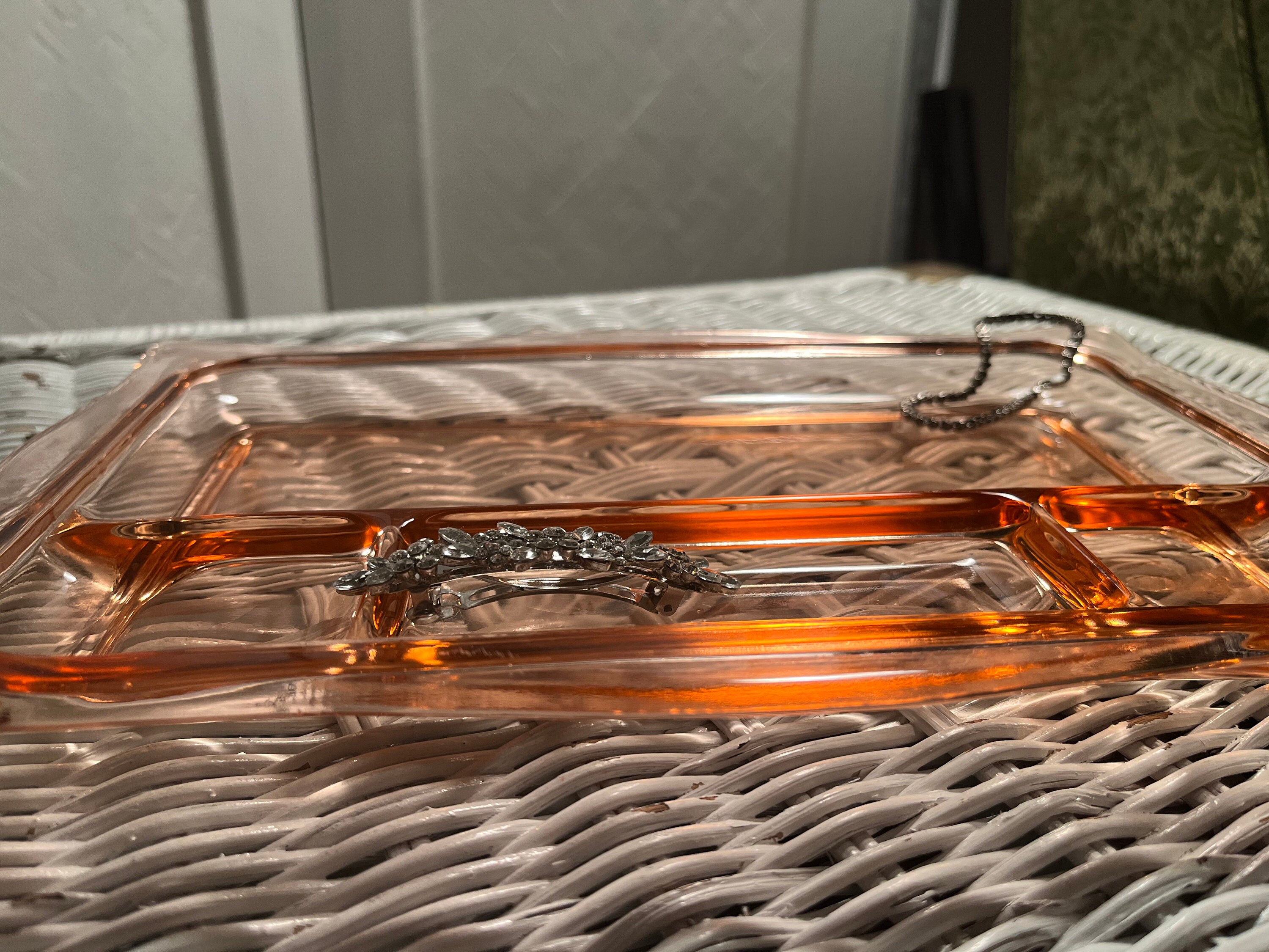 Vintage Pink Glass Vanity Tray - Etsy