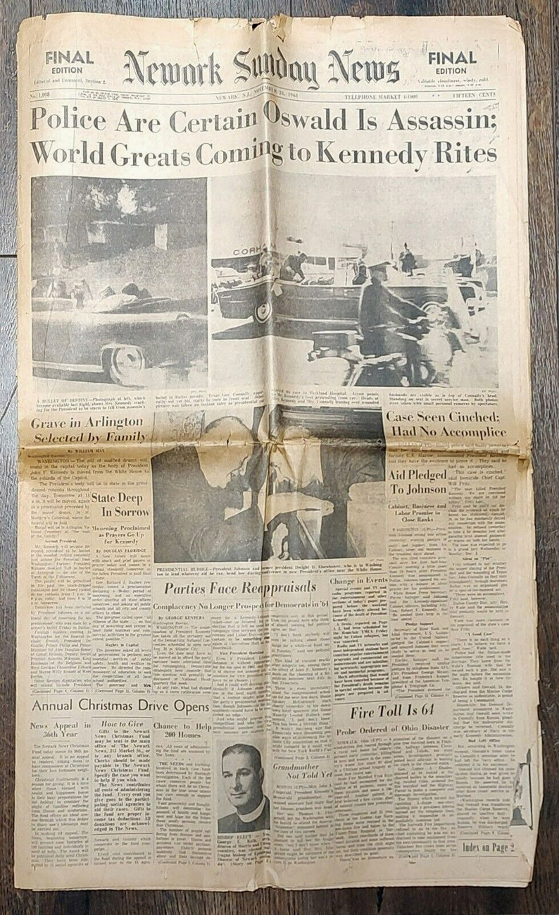 Newark Sunday News November 24 1964 Kennedy Assassination Oswald ...