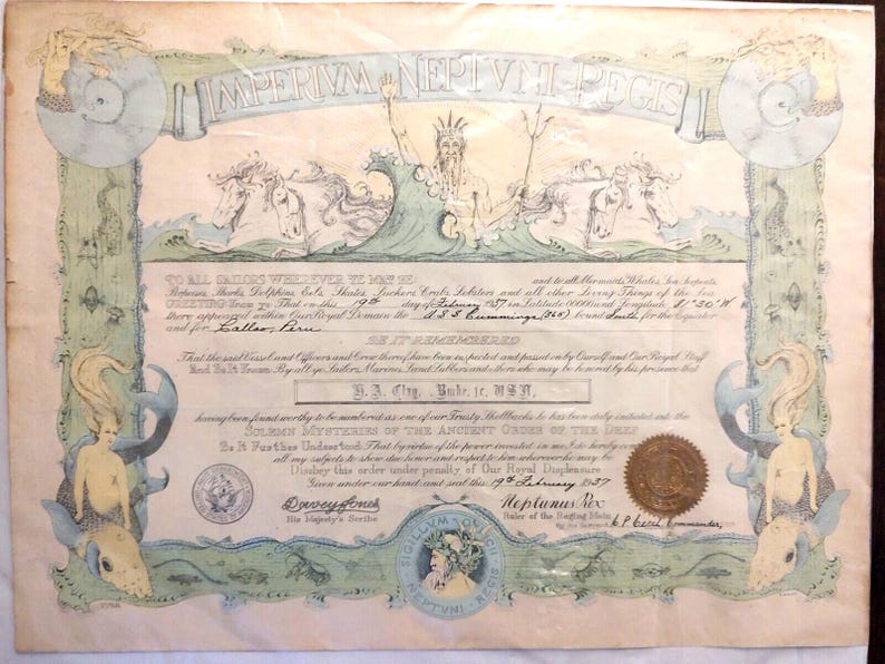 Solemn Mysteries Ancient Order of Deep 1937 Uss Cummings Signed Admiral ...