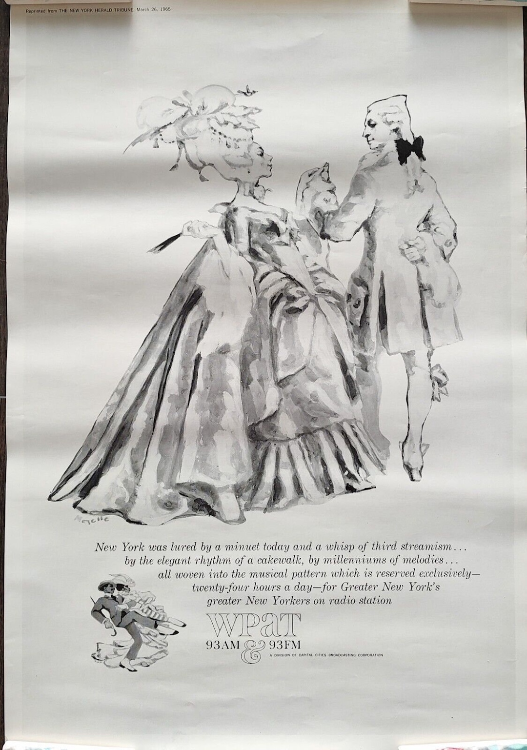 Vintage Promo Poster Wpat Radio New York 22X16 Mozelle Thompson 1960S ...
