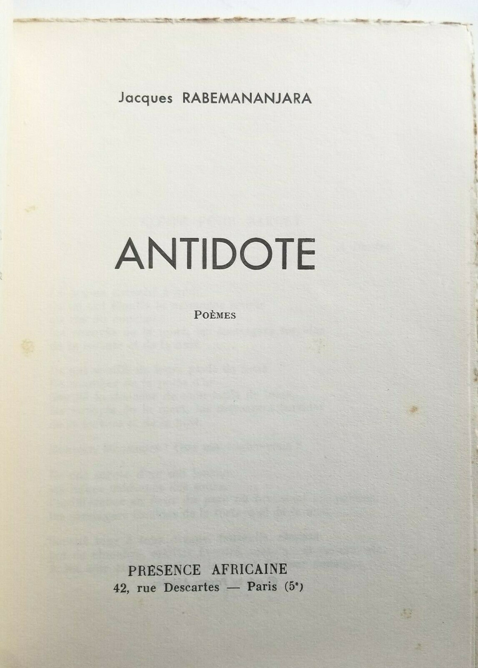 Antidote Poem Jacques Rabemananjara 1961 Paris 1st Ed. French | Etsy
