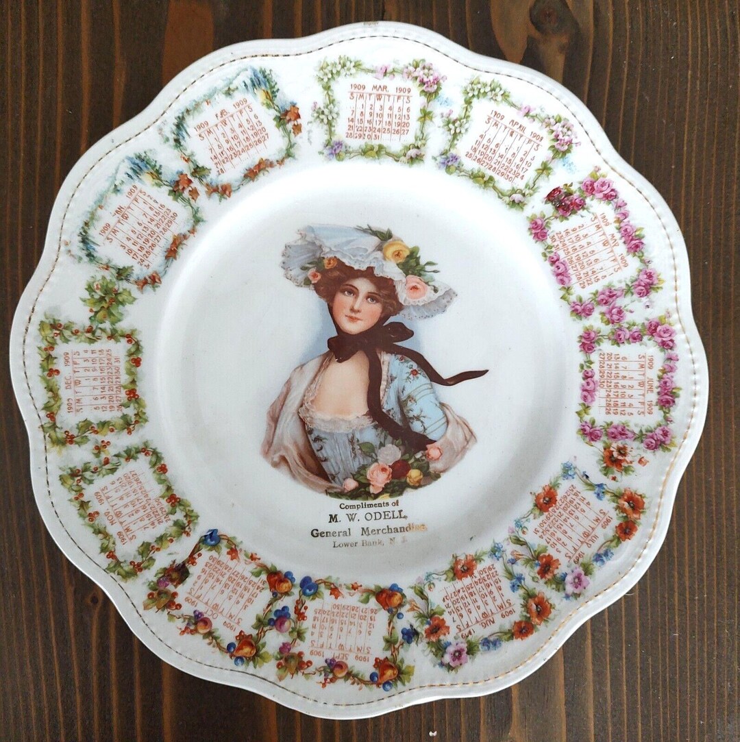 Vintage 1909 Lower Bank Nj Advertising China Plate Little Egg Harbor ...
