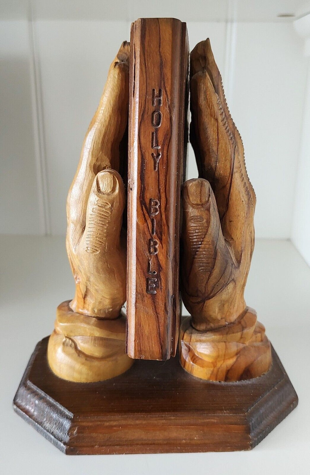 Carved Wood Praying Hands Holy Bible Religious Sculpture - Etsy