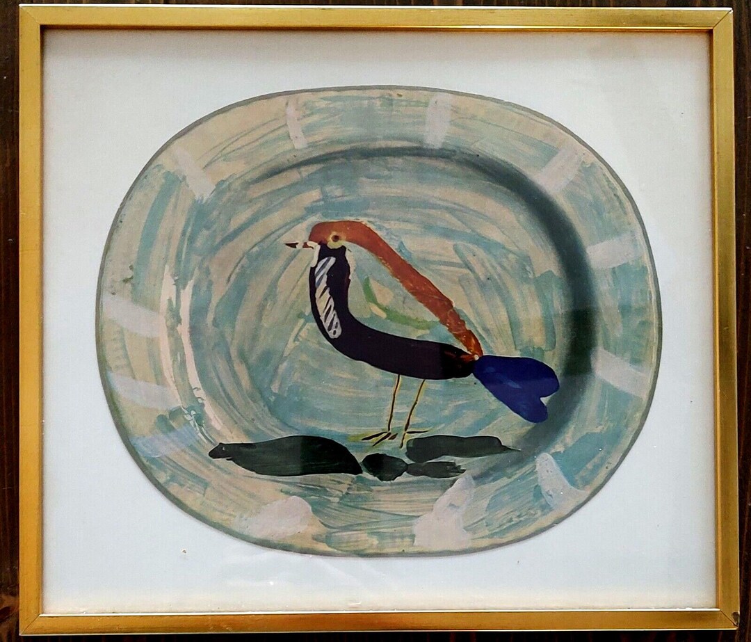 Pablo Picasso Vintage Ceramic Plate Bird 1957 Print Framed Skira 14X12 ...