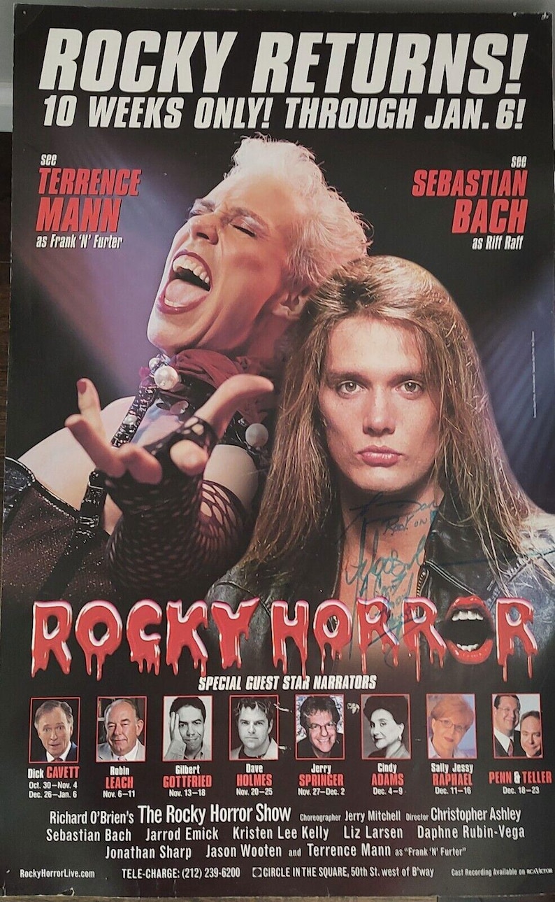 Rocky Horror Poster Placard 2001 Terrence Mann Signed Sebastian Bach ...