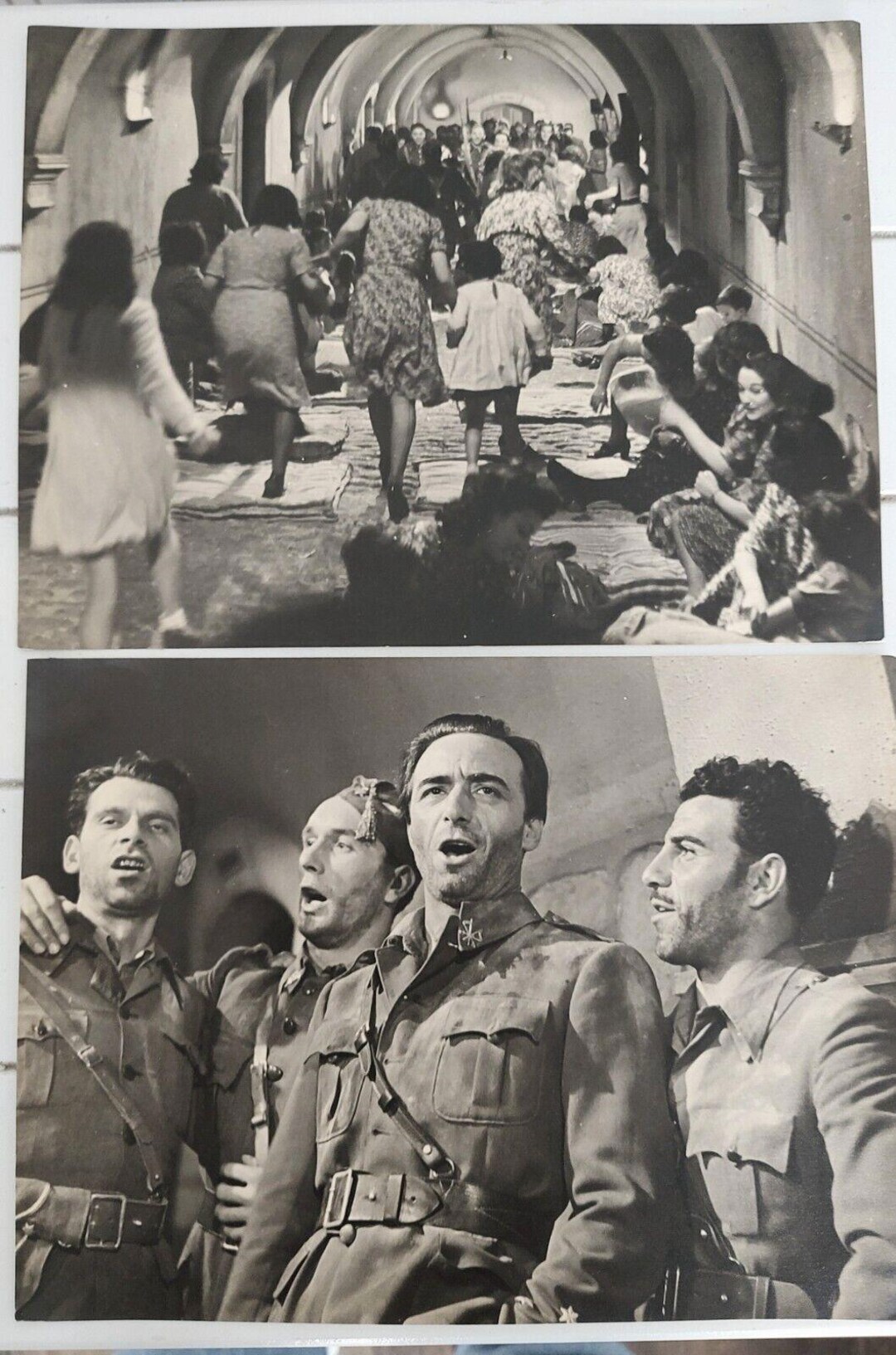 Lot of 2 Vintage Photo Ww2 Italy Soldiers Singing Women Bomb Shelter ...