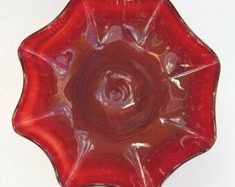 Red Cut Crystal Bowl - Etsy