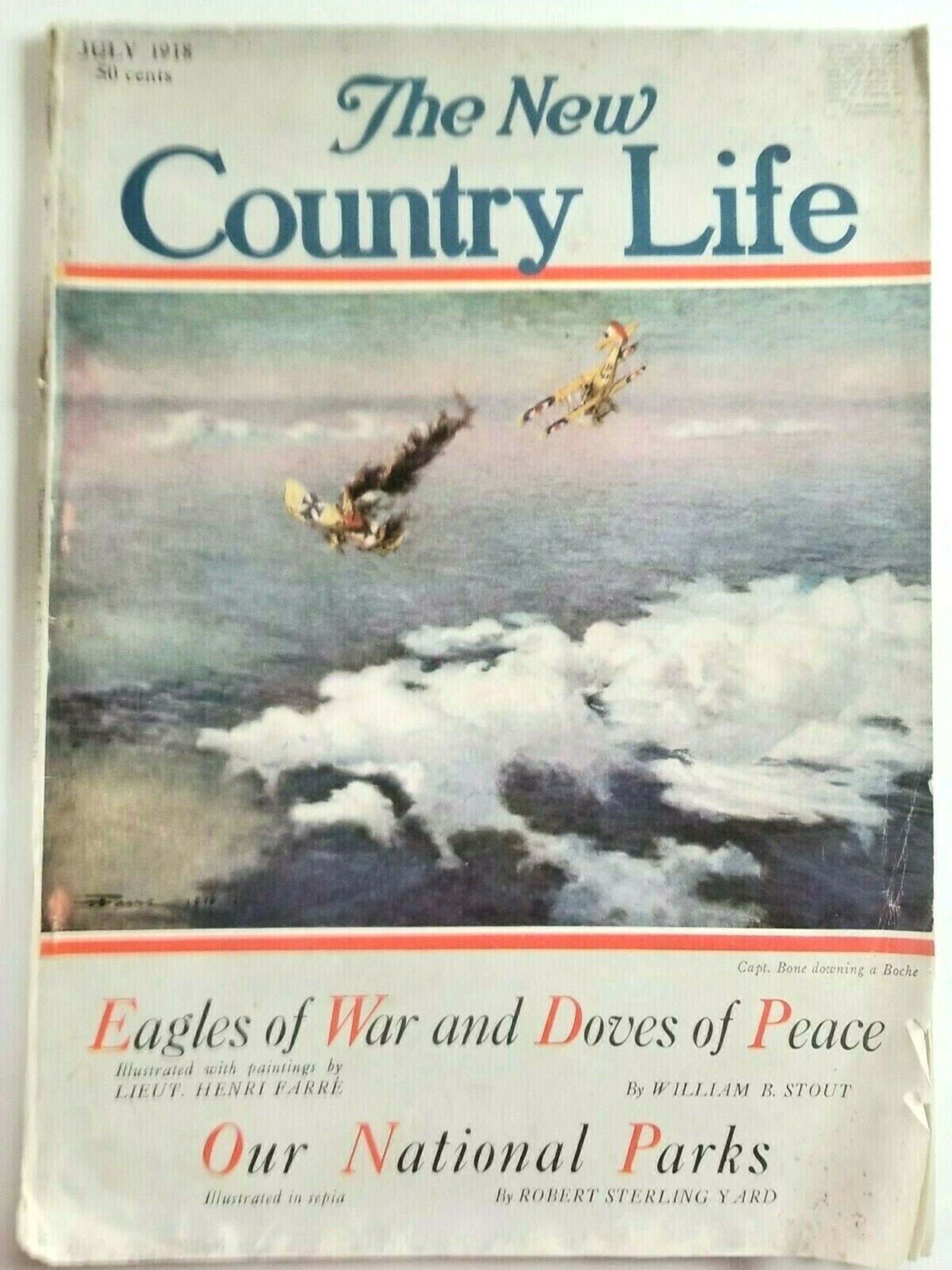 New Country Life Magazine July 1918 WWI Dogfight War Art Farre Aviation ...