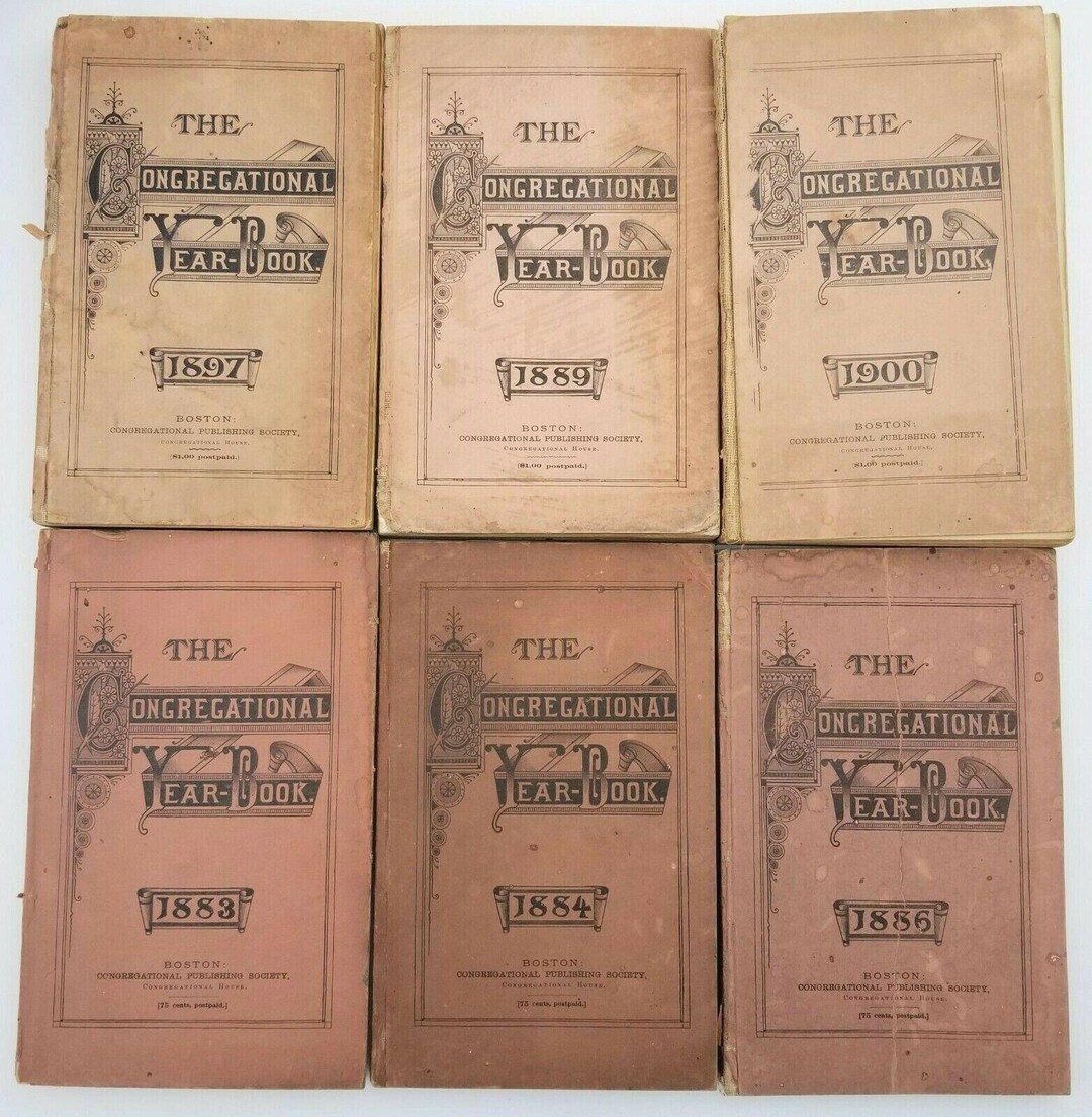 Lot of 6 Congregational Yearbook 1883-1900 Church Statistics Ministers ...