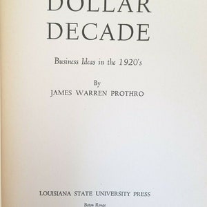 1954 Dollar Decade James Prothro Business Ideas 1920S Advanced - Etsy