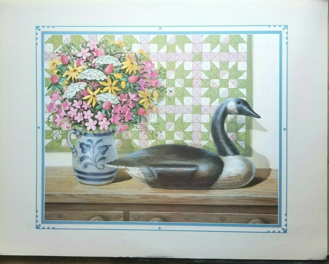 W.M. Otto 1980S Litho Wall Art 28X22 Duck Decoy Flowers - Etsy