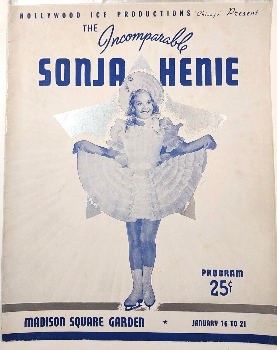 Vintage 1938 Sonja Henie Ice Skating Review Program Madison Square ...