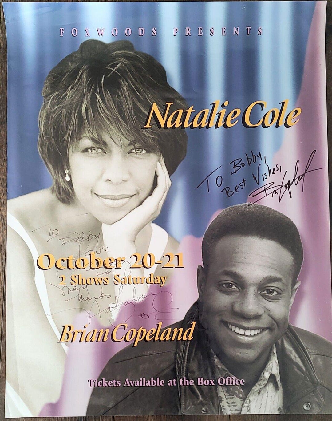 Natalie Cole Brian Copeland Signed 1995 Foxwoods Casino Concert Poster ...