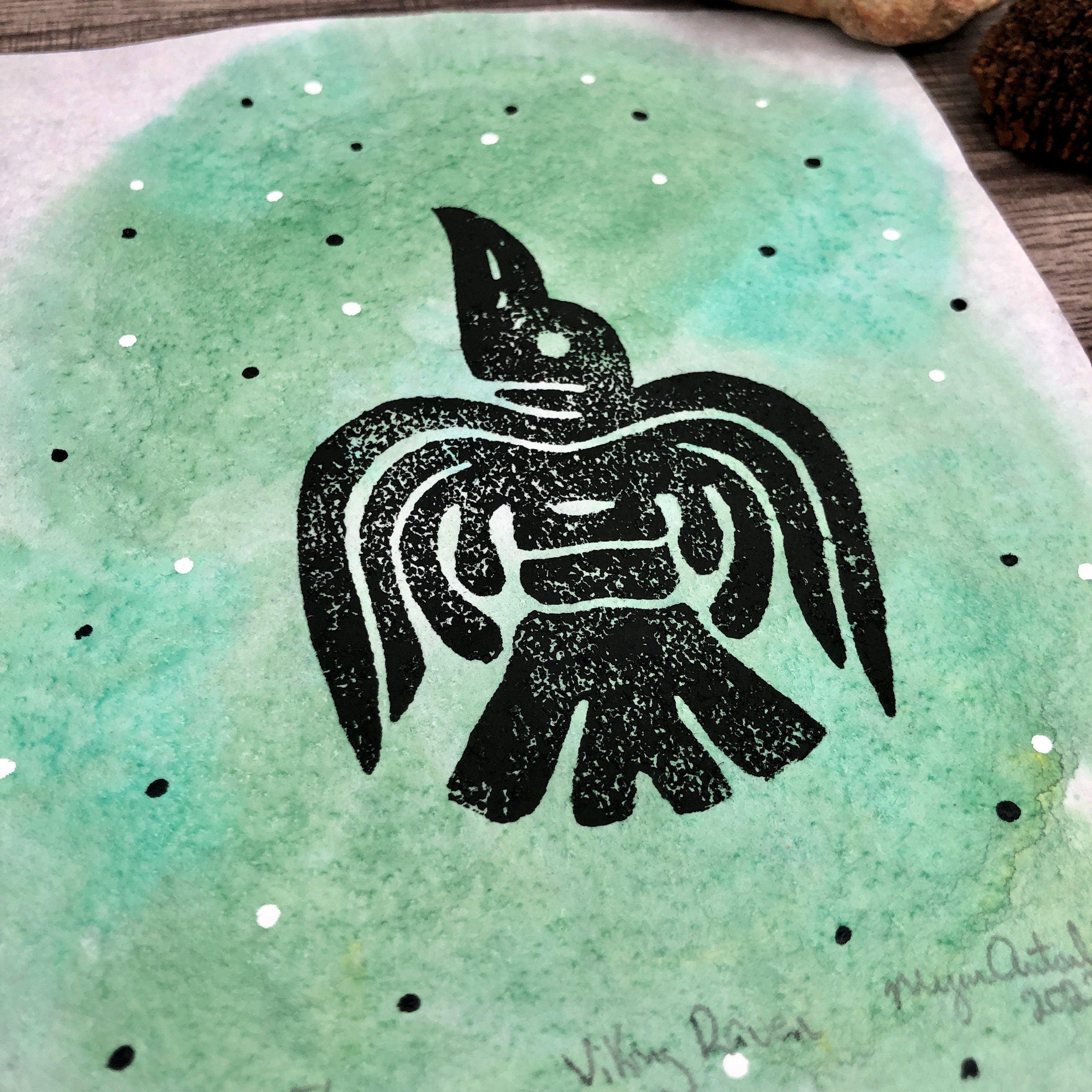 Viking Raven Block Print Norse Ragnar Lothbrok Great Heathen - Etsy