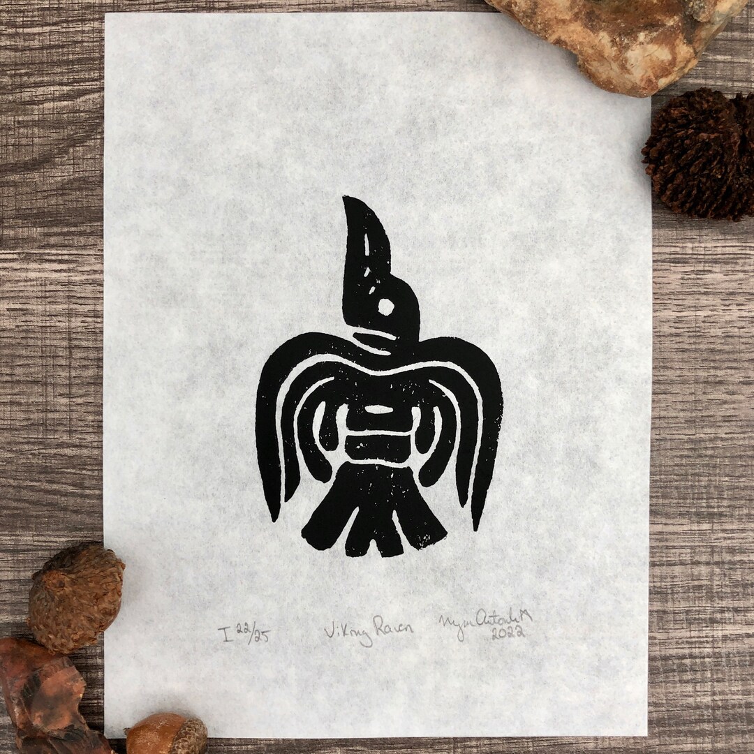 Viking Raven Block Print Norse Ragnar Lothbrok Great Heathen - Etsy