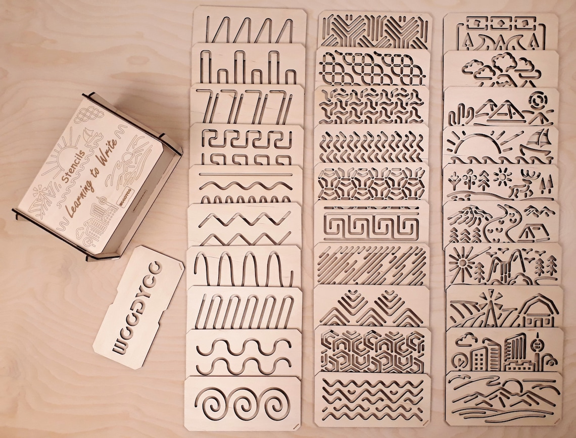 Stencils for teaching kids to write Set of 31 stencils | Etsy