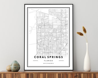 Coral Springs Maps | Etsy