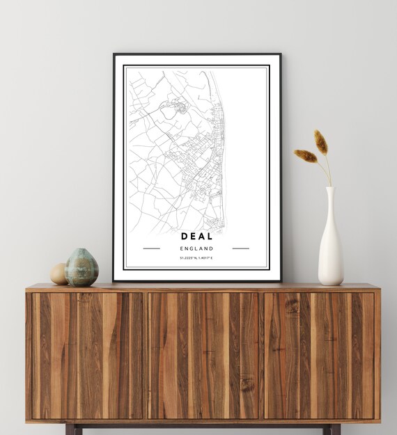 Deal UK Map Print Deal Street Map Map Of Deal Deal Map | Etsy