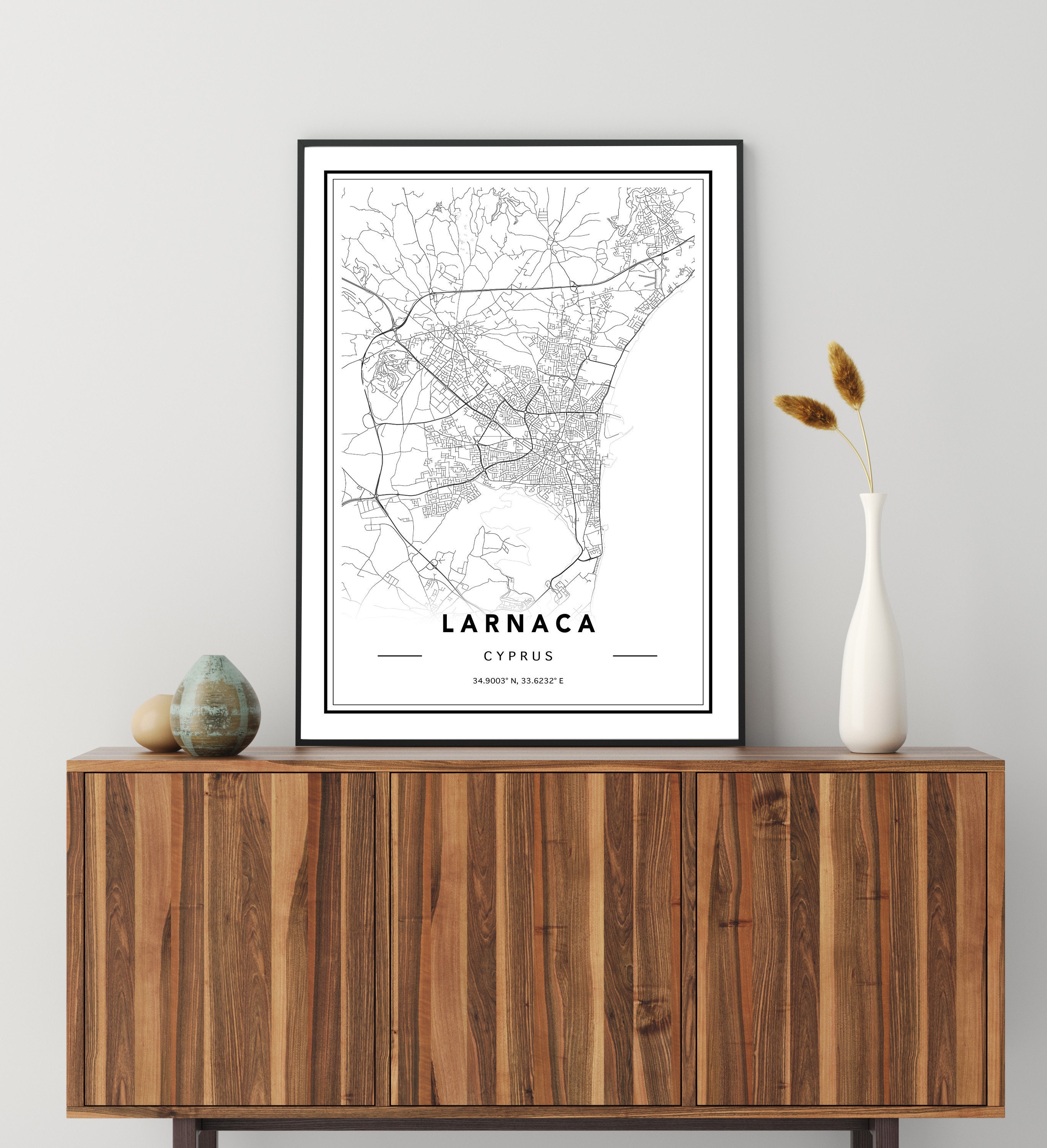 Larnaca Cyprus Map Print Larnaca Street Map Map Of Larnaca | Etsy