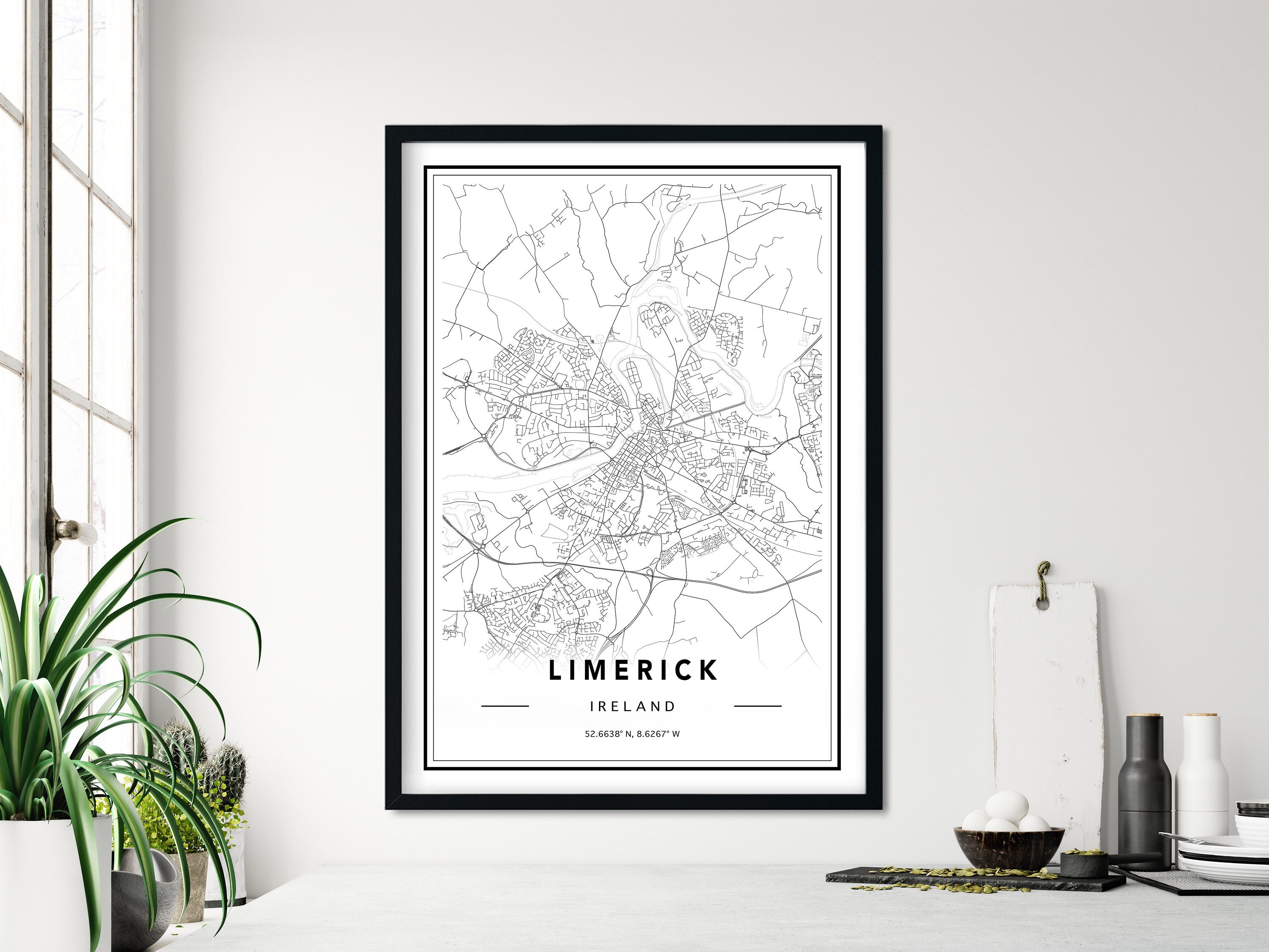 Limerick Map Print Limerick Street Map Map Of Limerick | Etsy