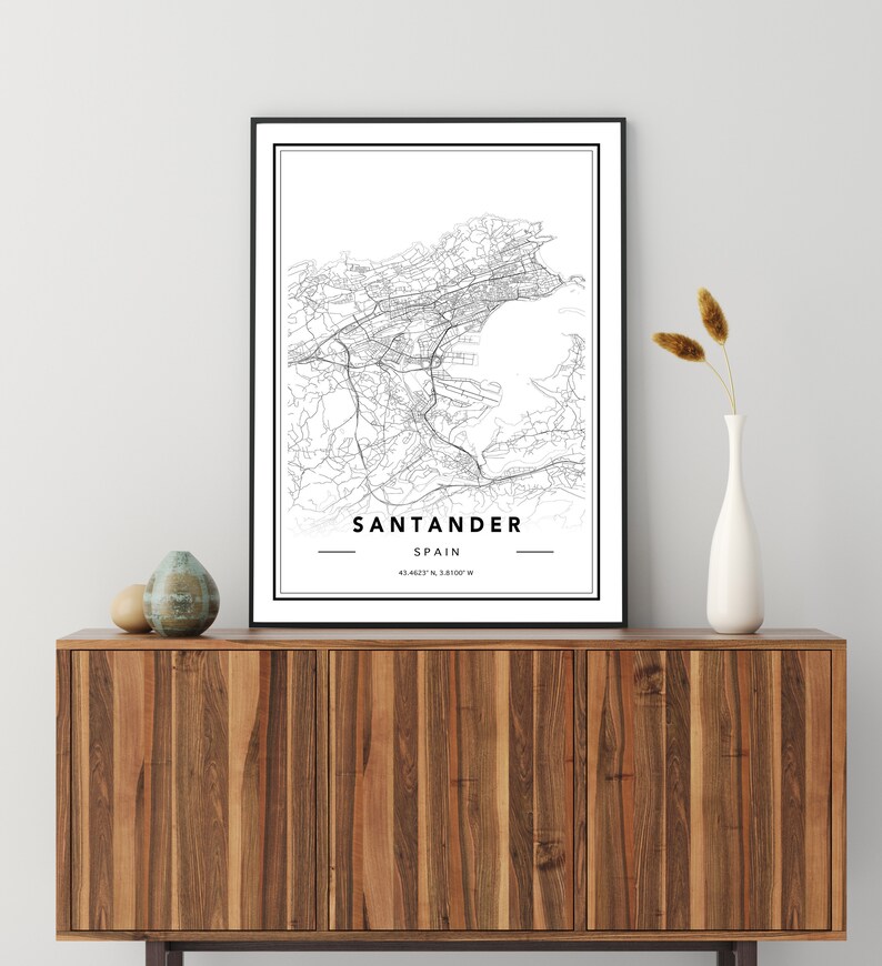 Santander Spain Map Print Custom Maps Santander City Map | Etsy