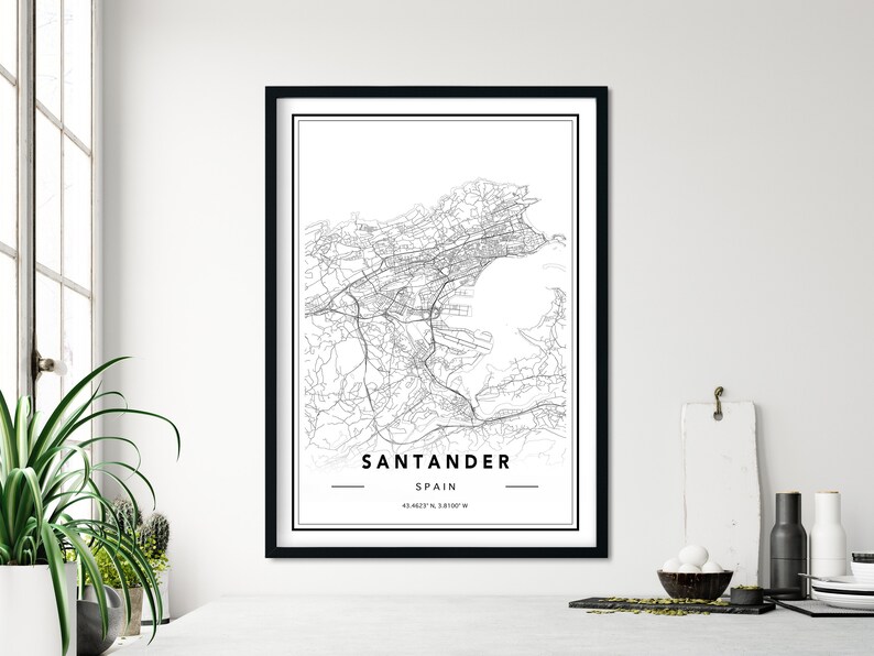 Santander Spain Map Print Custom Maps Santander City Map | Etsy