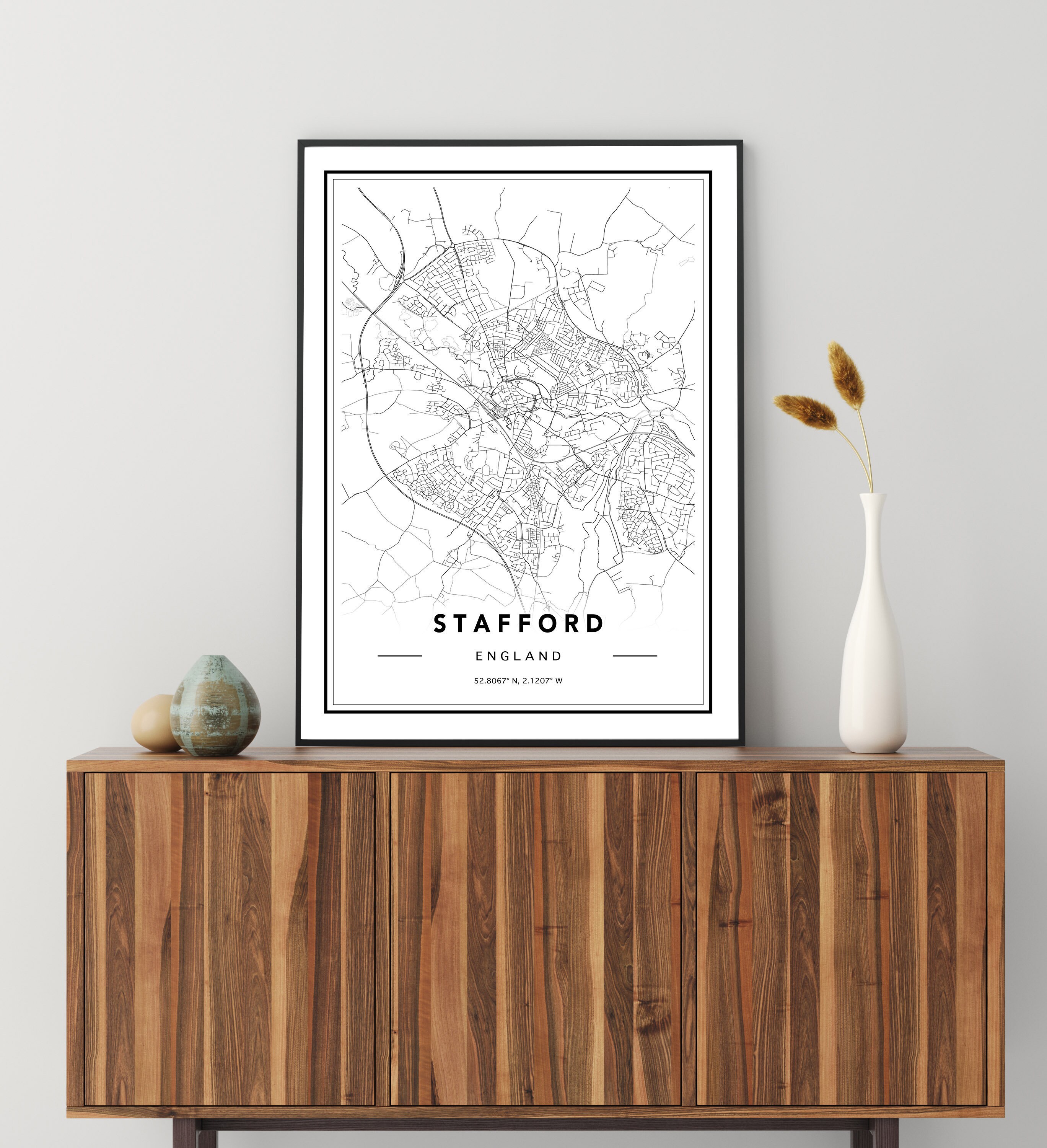 Stafford England Map Print Custom Map Print Stafford Map | Etsy