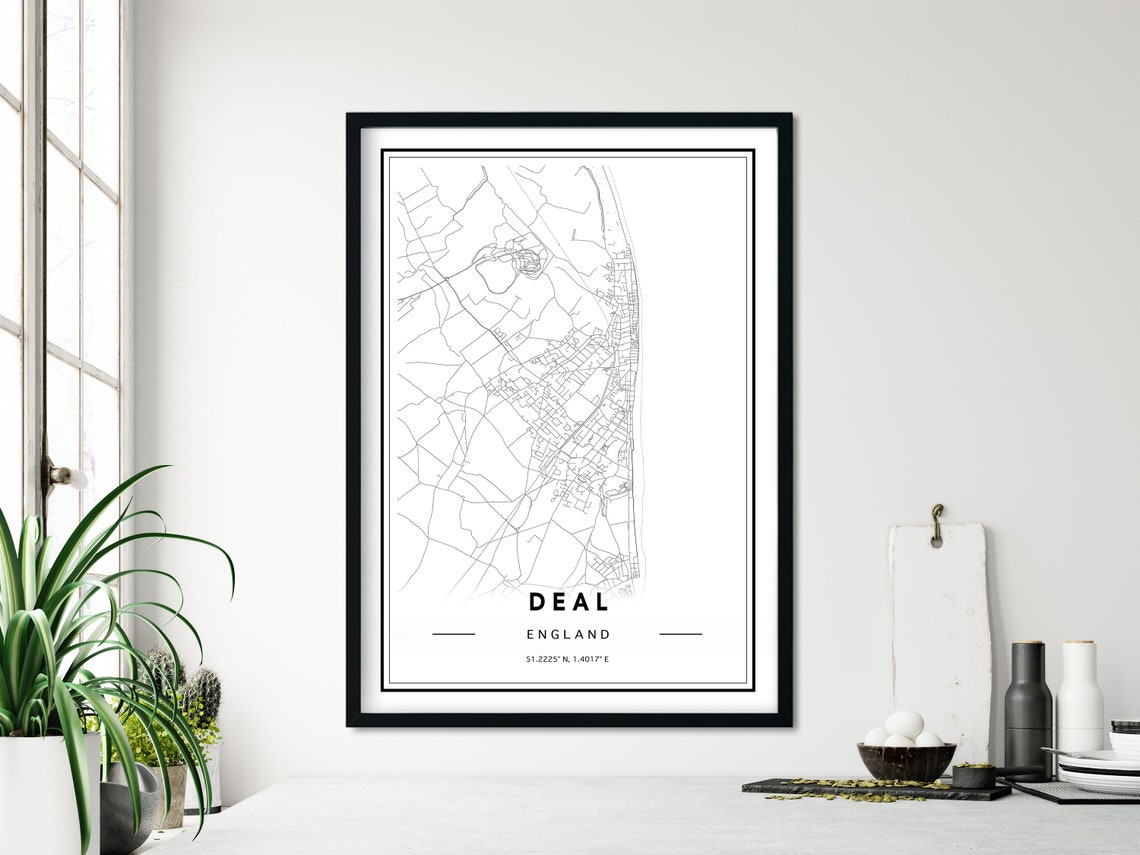 Deal UK Map Print Deal Street Map Map Of Deal Deal Map | Etsy