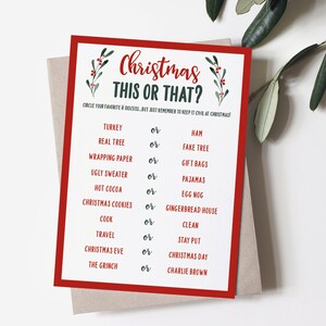 Holiday Party Games, Christmas Printable Games, Christmas This or That ...
