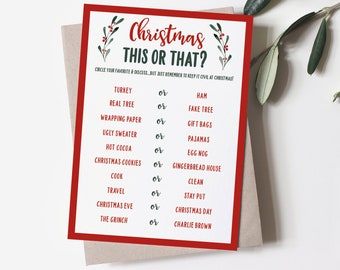 Christmas This or That Game Printable, Holiday Party, Christmas ...