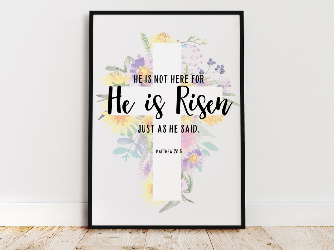 He is Risen Easter Bible Verse Printable. Digital Download. Printable ...
