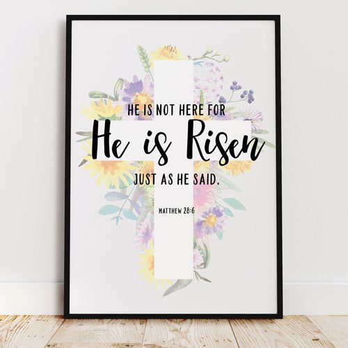 He is Risen Matthew 28:6 Easter Printable Wall Art Easter - Etsy