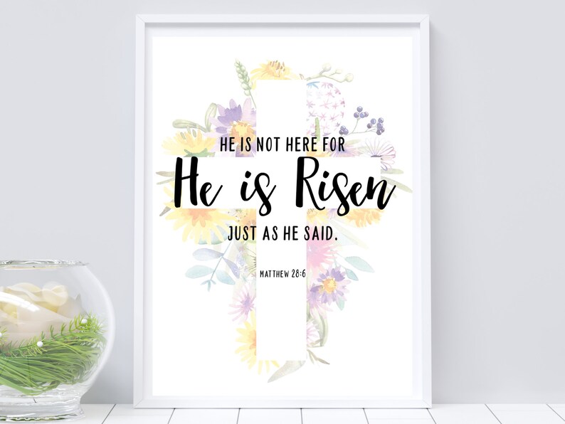 He is Risen Easter Bible Verse Printable. Digital Download. Printable ...