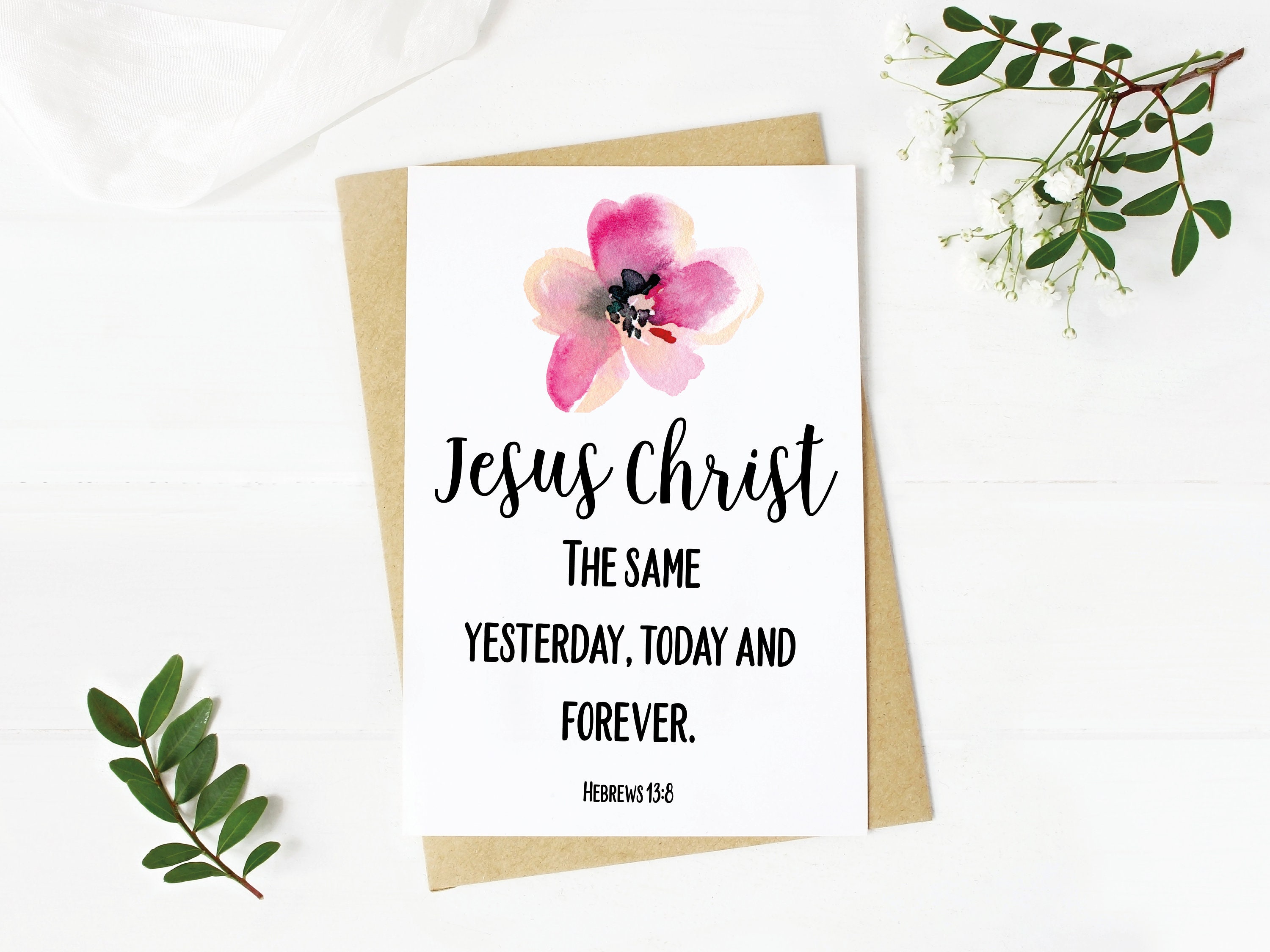 Hebrews 13:8 Scripture Wall Art, Bible Verse Printable Art, Christian ...