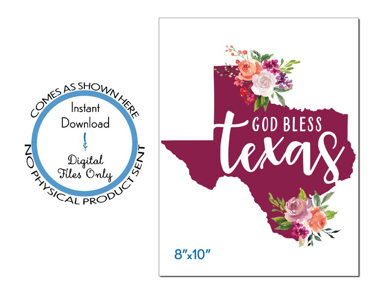 God Bless Texas Sign Texas Wall Art Digital Download Texas - Etsy