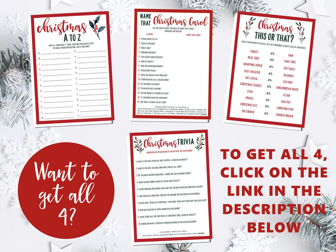 Holiday Party Games, Christmas Printable Games, Christmas This or That ...