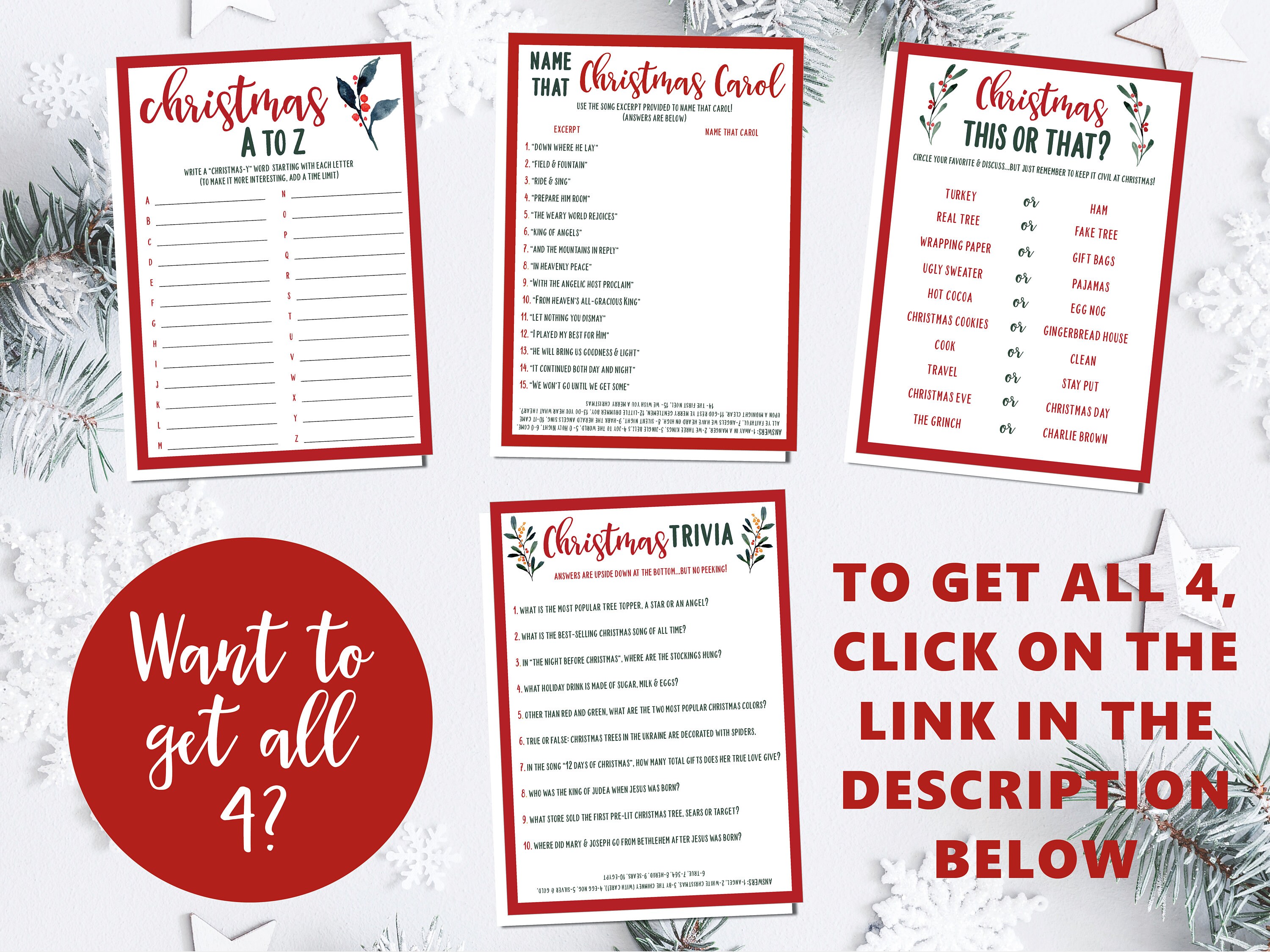 Holiday Party Games, Christmas Printable Games, Christmas This or That ...