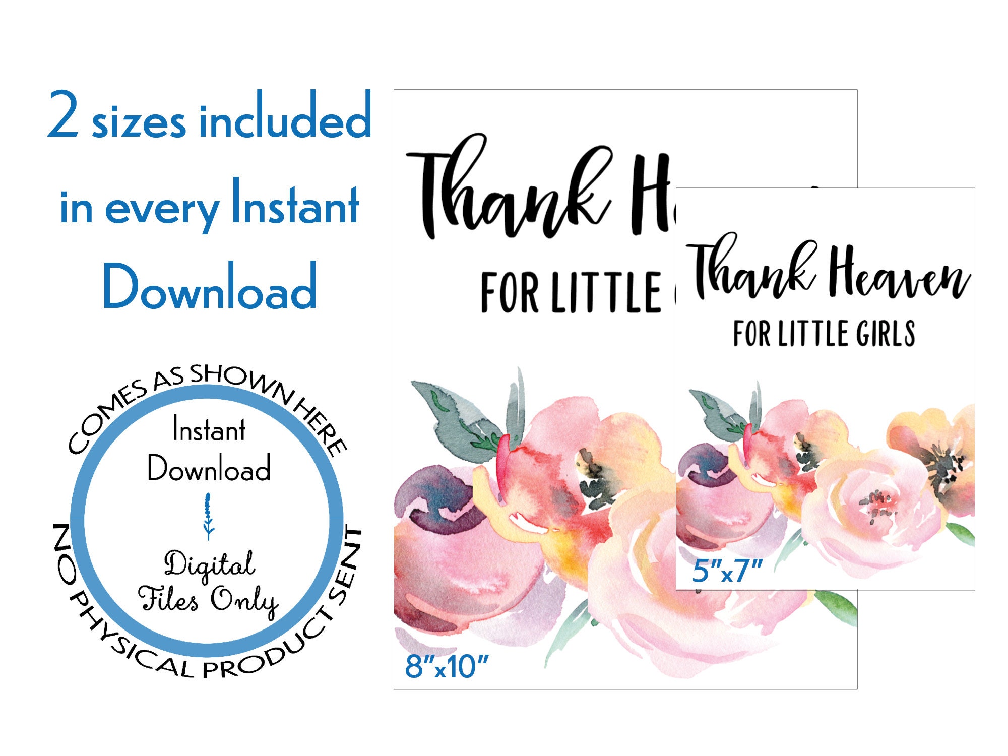 Little Girls Printable Nursery Sign. Digital Download. Watercolor ...