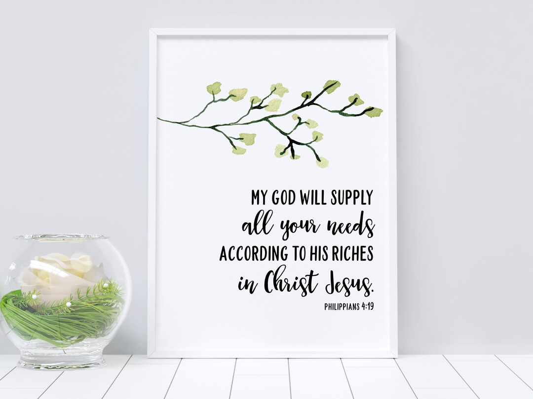 Philippians 4:19 Bible Verse Wall Art Digital Download Bible - Etsy