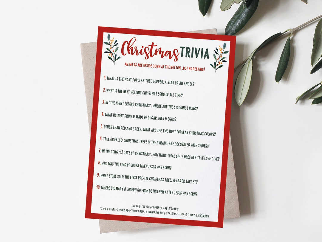 Christmas Trivia Game, Printable Holiday Party Activity (digital ...