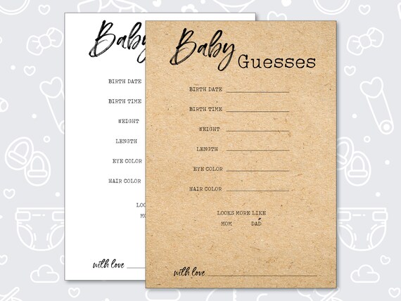 Baby Guesses Game Baby Shower Printable Games Unisex Baby | Etsy