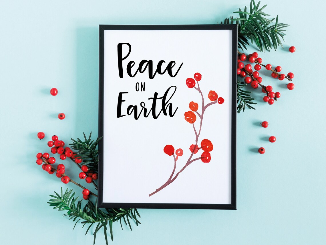 Christmas Printable Wall Art, Peace on Earth, Christmas Art Print ...