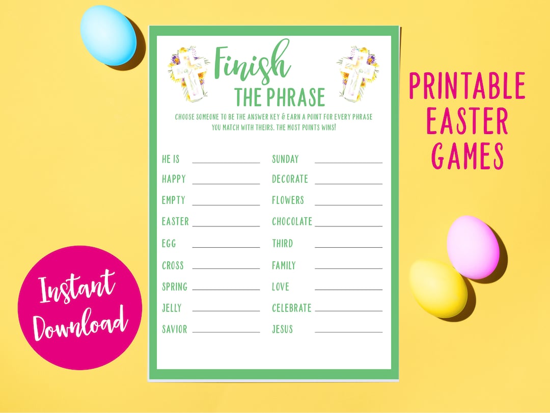 Easter Finish the Phrase Game, Family Activity (digital Download) - Etsy